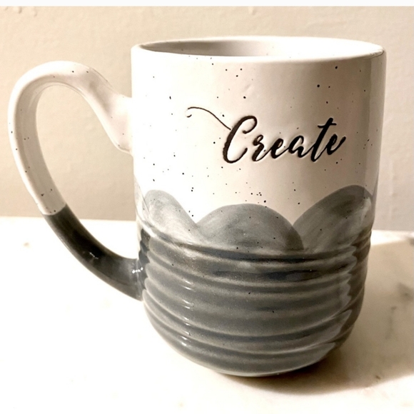 Dining | Create White And Gray Ceramic Mug With Create Design | Poshmark